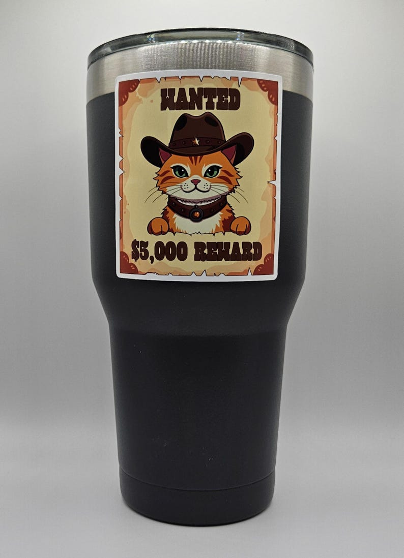 Cowboy Cat Wanted Poster Sticker – Western Cat Art – Funny Outlaw Kitty ...