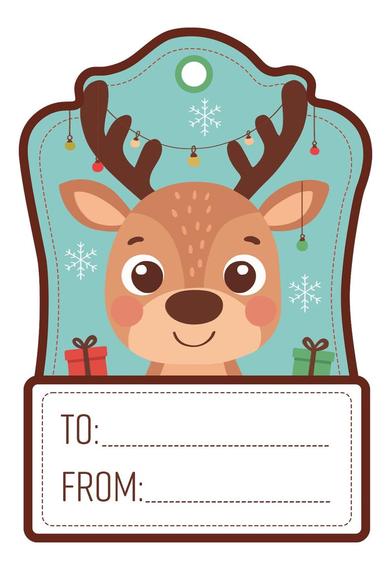 Printable Reindeer Gift Tags – Cute Christmas Gift Tags – Holiday Gift ...