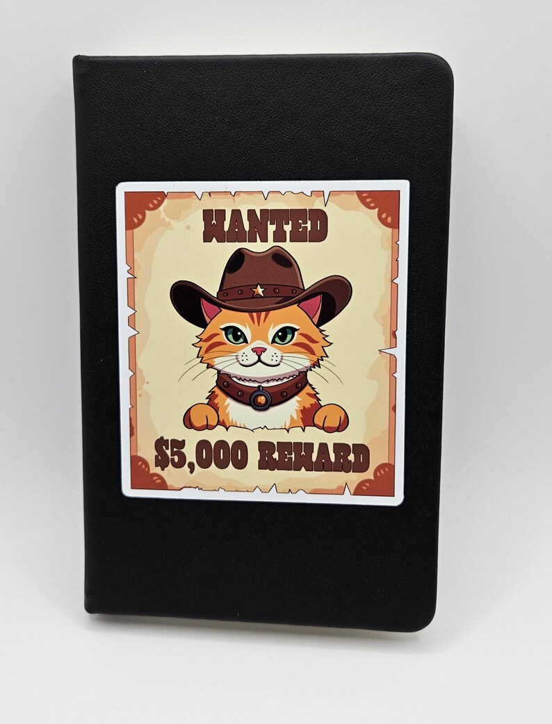 Cowboy Cat Wanted Poster Sticker – Western Cat Art – Funny Outlaw Kitty ...