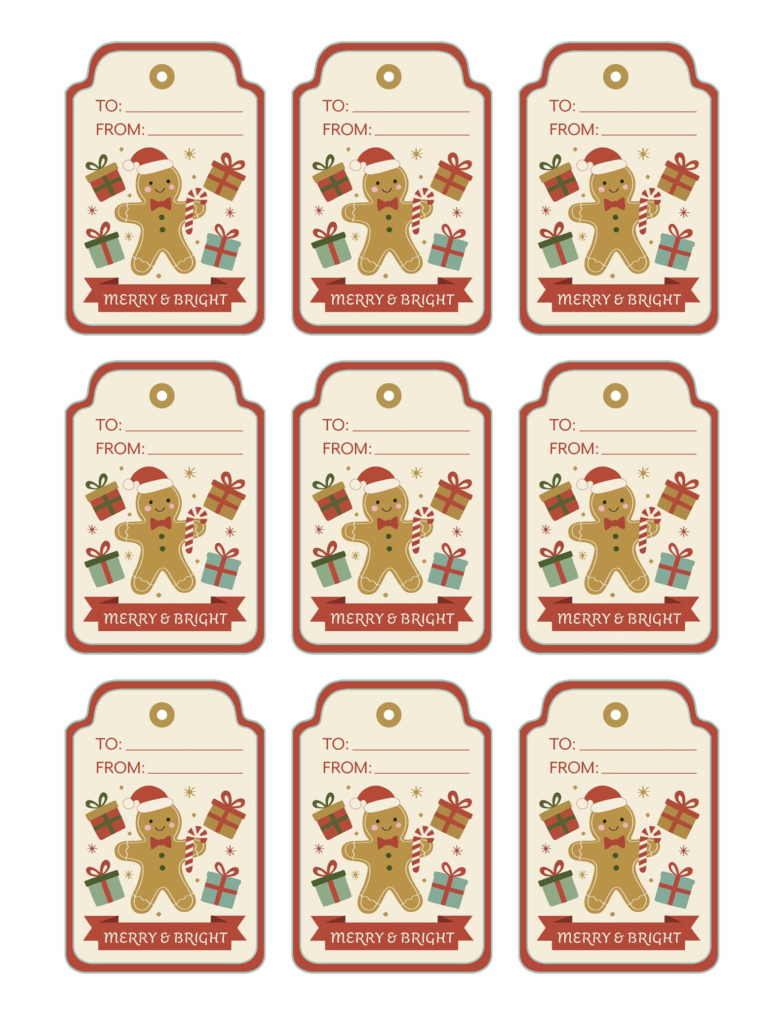 Printable Gingerbread Man Gift Tags – Merry & Bright Christmas Tags ...
