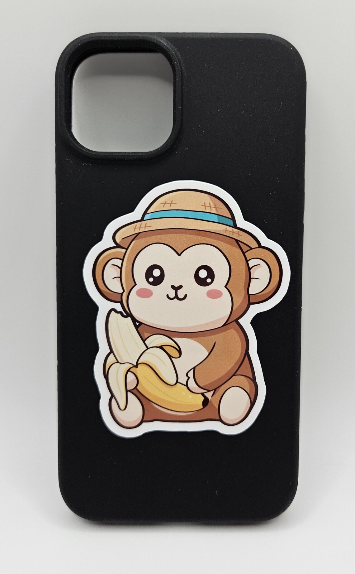 Cute Monkey Sticker – Kawaii Monkey With Banana – Jungle Animal Vinyl ...