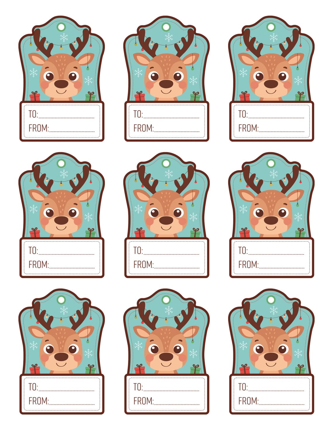 Printable Reindeer Gift Tags – Cute Christmas Gift Tags – Holiday Gift ...