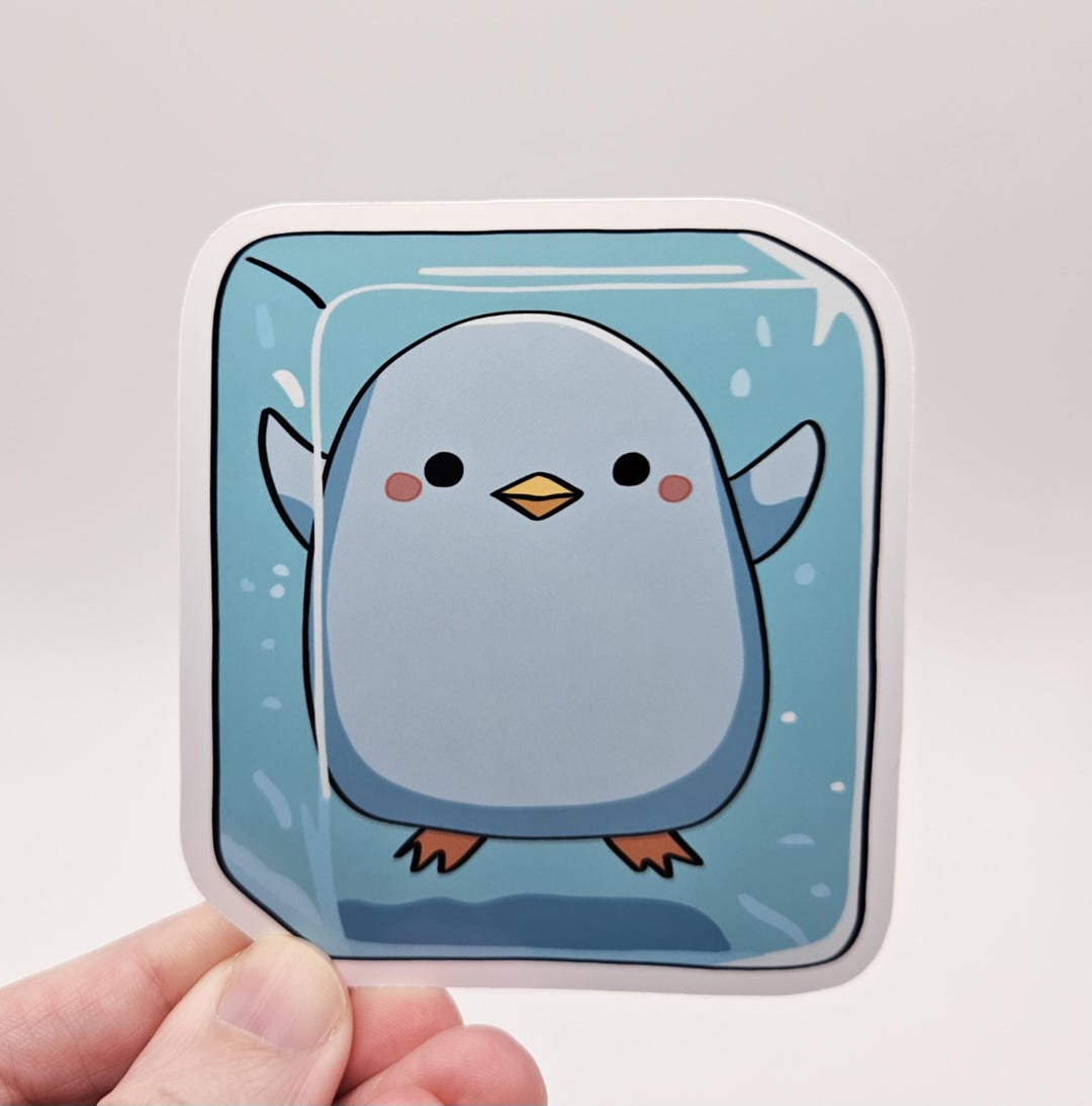 Kawaii Penguin Ice Cube Sticker: Weatherproof Vinyl Decal - Etsy
