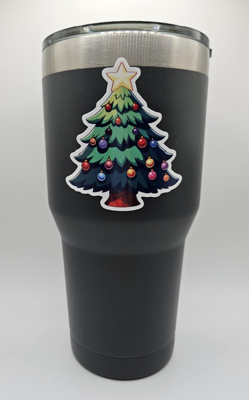 Kawaii Christmas Tree Sticker – Cute Holiday Tree Sticker – Laptop ...