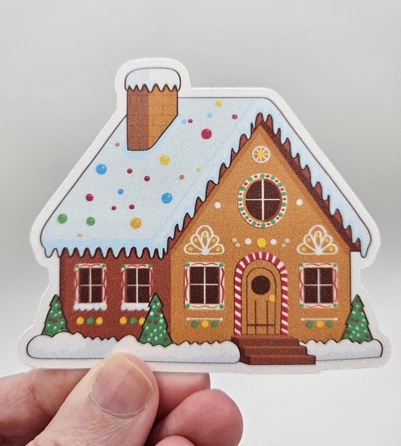 Gingerbread House Sticker – Cute Christmas Cookie Cottage – Festive ...