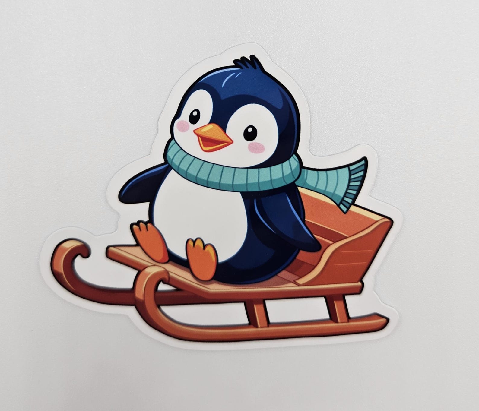 Cute Sledding Penguin Sticker – Winter Animal Vinyl Decal – Christmas ...