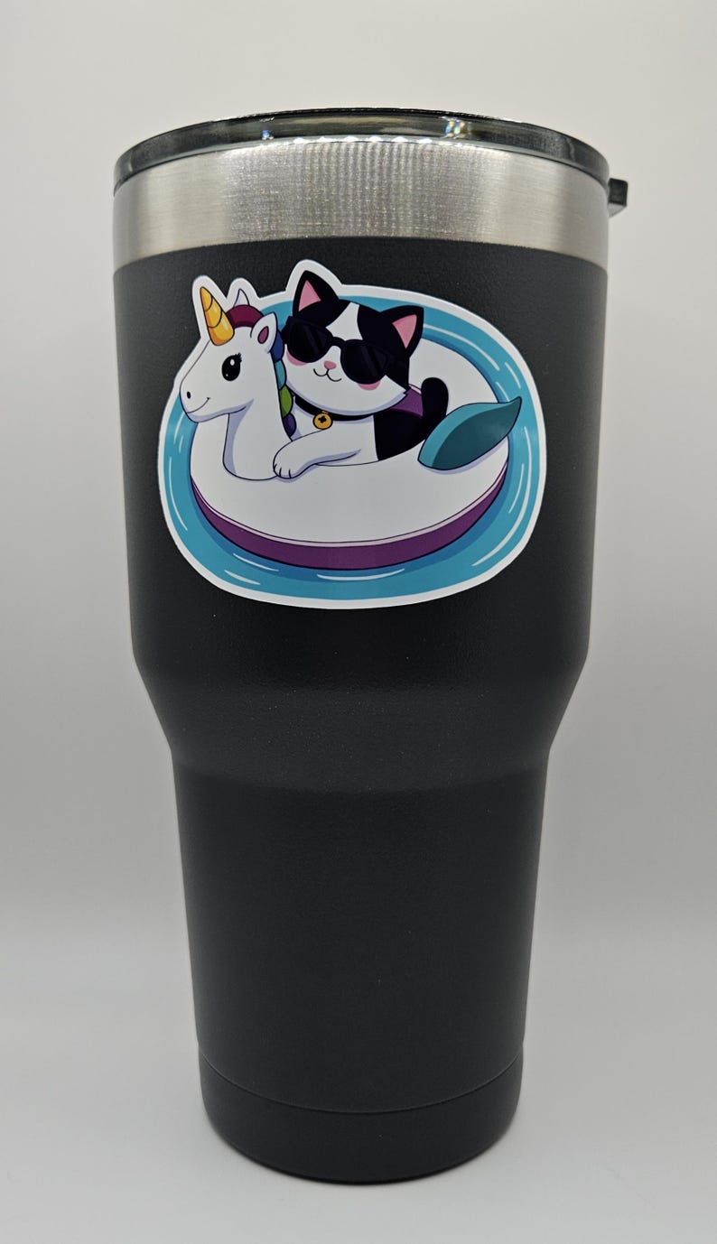 Unicorn Kitty Sticker – Cute Cat Pool Float – Kawaii Summer Cat ...