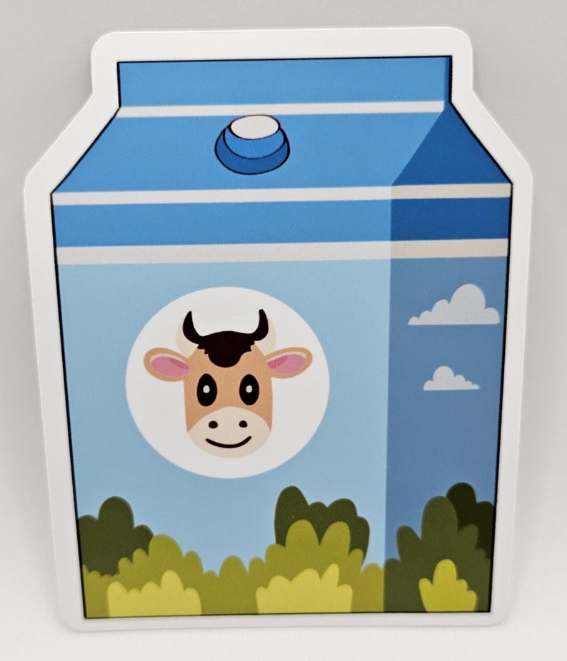 Kawaii Cow Milk Carton Sticker – Cute Cow Sticker – Laptop, Planner ...