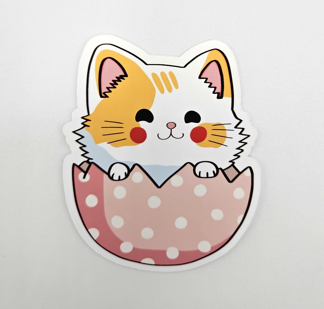 Orange Tabby Polka Dot Egg | Weatherproof Vinyl Sticker - Etsy