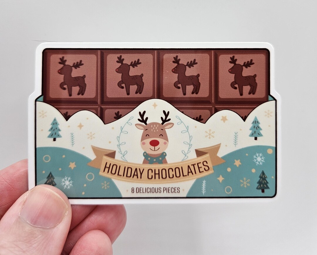 Kawaii Christmas Chocolate Bar Sticker – Cute Holiday Candy Sticker ...
