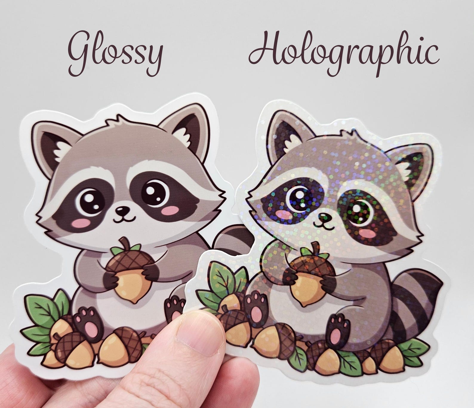 Cute Raccoon Sticker – Kawaii Woodland Animal Vinyl Sticker – Acorn ...