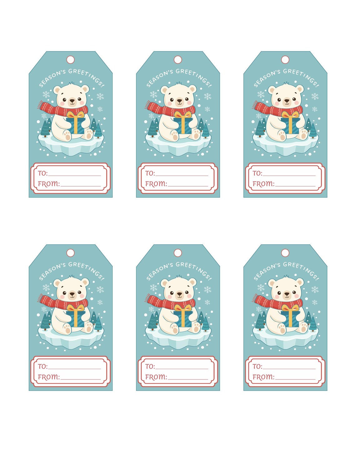 Printable Polar Bear Gift Tags – Cute Christmas Gift Tags – Winter ...