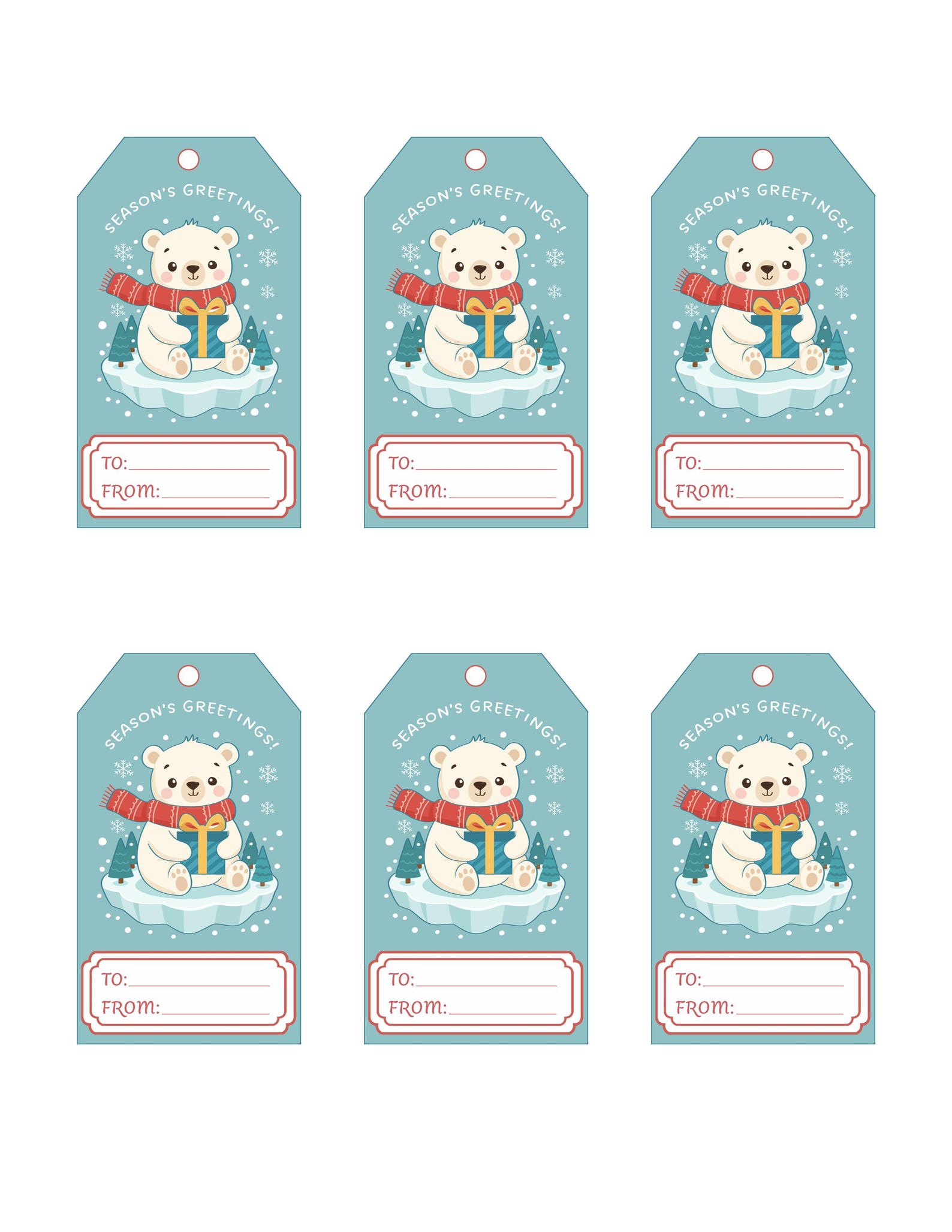 Printable Polar Bear Gift Tags – Cute Christmas Gift Tags – Winter ...