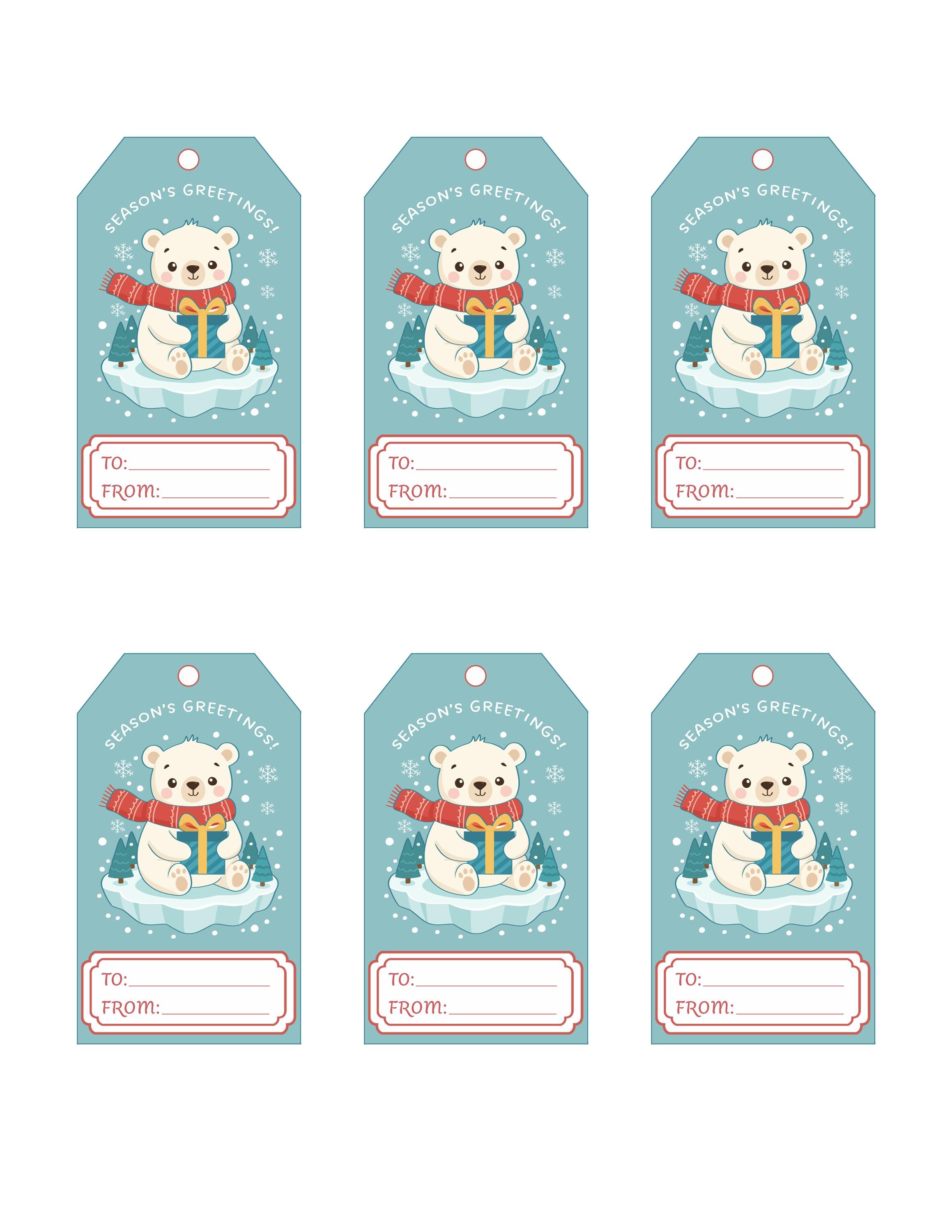 Printable Polar Bear Gift Tags – Cute Christmas Gift Tags – Winter ...