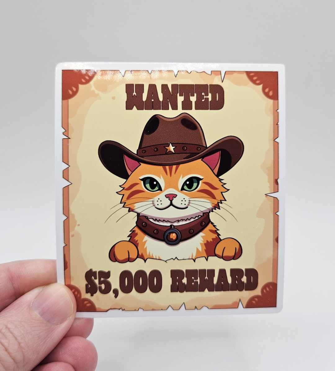 Cowboy Cat Wanted Poster Sticker – Western Cat Art – Funny Outlaw Kitty ...
