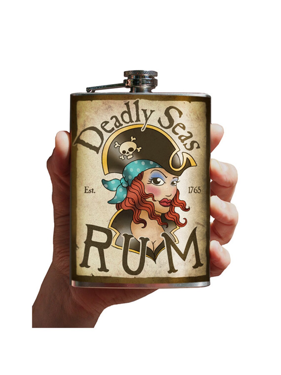 Deadly Seas Rum Pirate Wench Travel Flask 8oz Stainless | Etsy