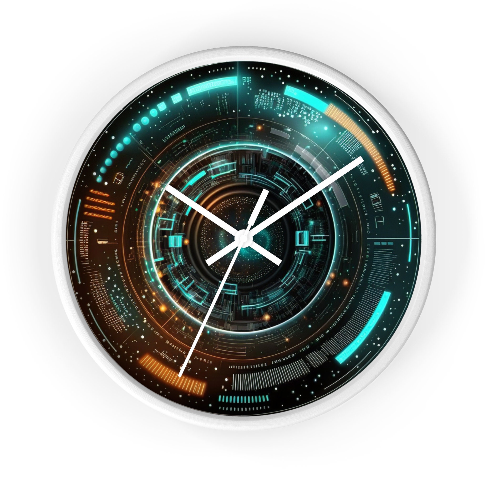Wall Clock With Digital Hologram Screen, Modern Abstract Design ...
