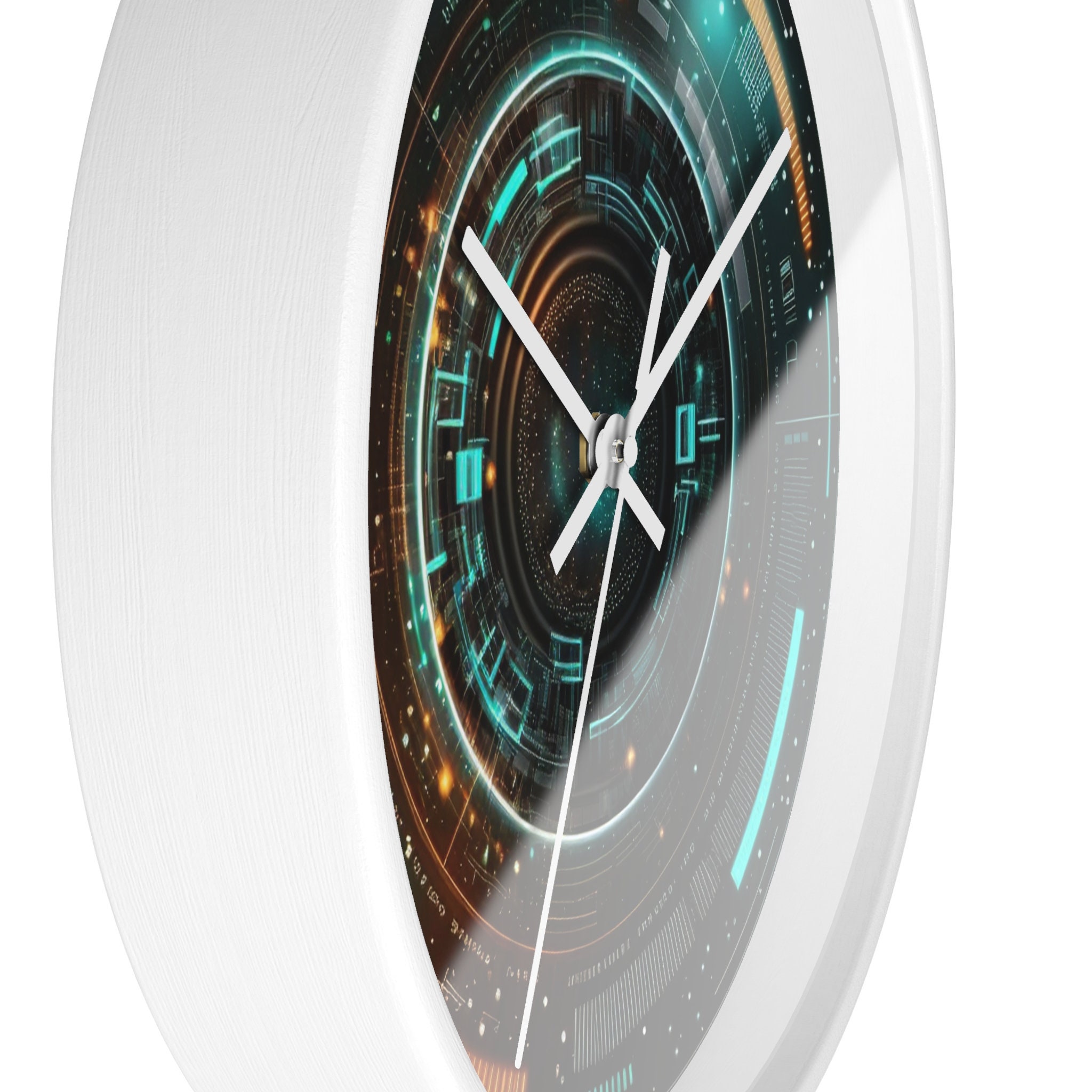 Wall Clock With Digital Hologram Screen, Modern Abstract Design ...