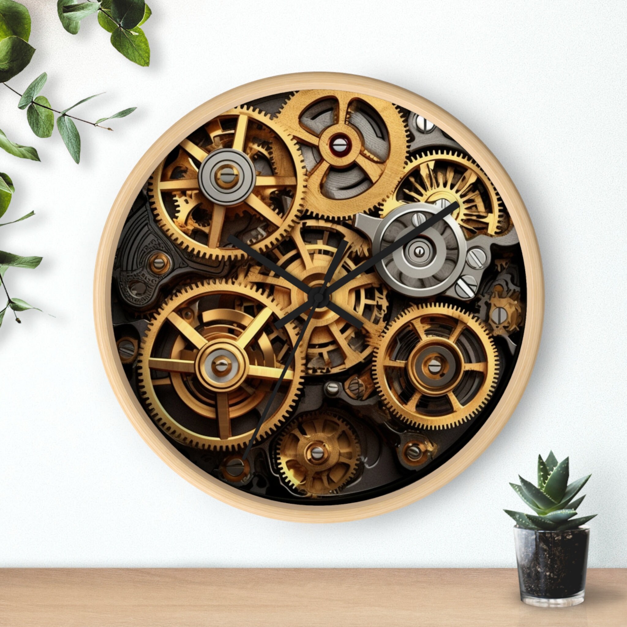 Wall Clock With Industrial Metal Gears Watch Gear Decor Mechanic Style ...