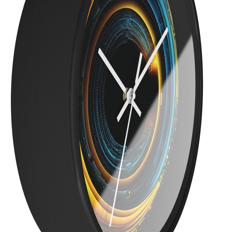Blue and Yellow Abstract Wall Clock, Circular Interface Design, Modern ...