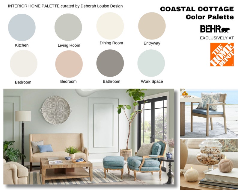 Costal Cottage Behr Paint Color Scheme | Prepackaged Professional ...