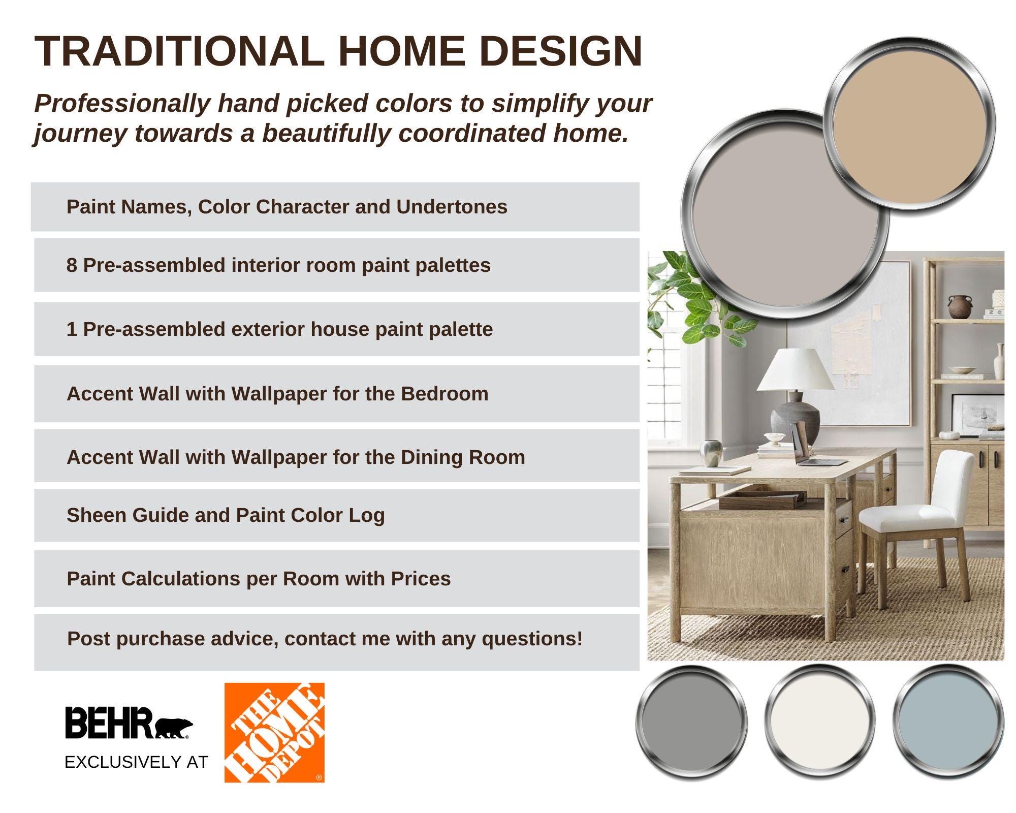 Traditional Behr Paint Color Scheme | Prepackaged Professional Interior ...