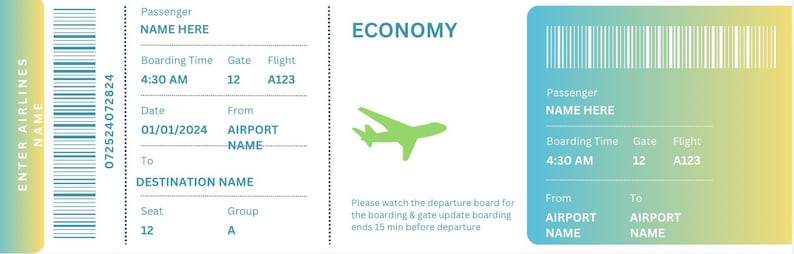 Fully Customizable Boarding Pass Template - Etsy