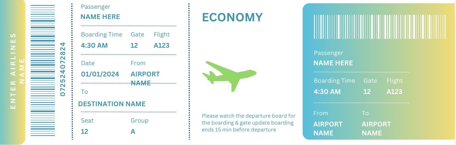 Fully Customizable Boarding Pass Template - Etsy