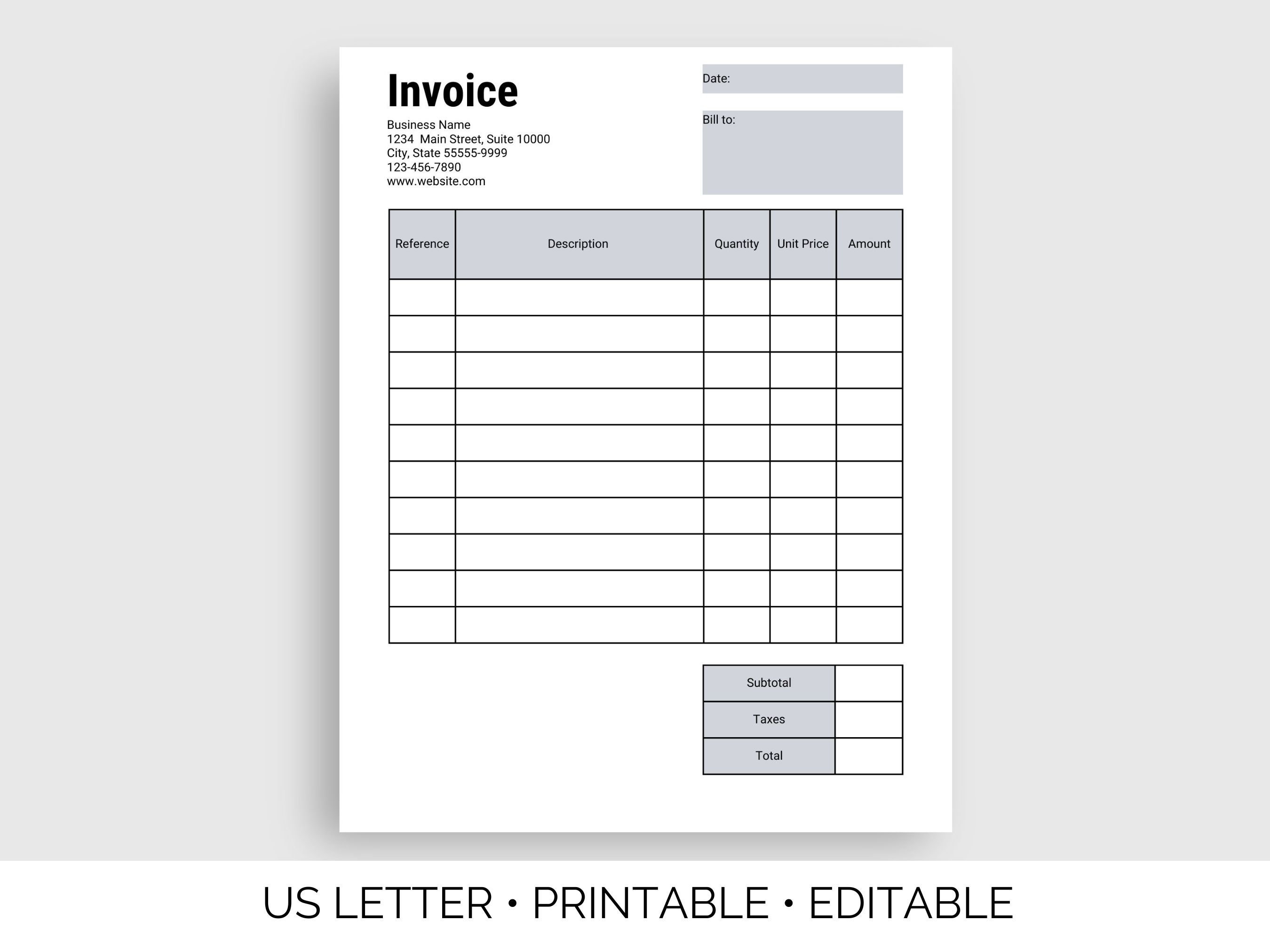 Invoice Business Editable Template - Etsy