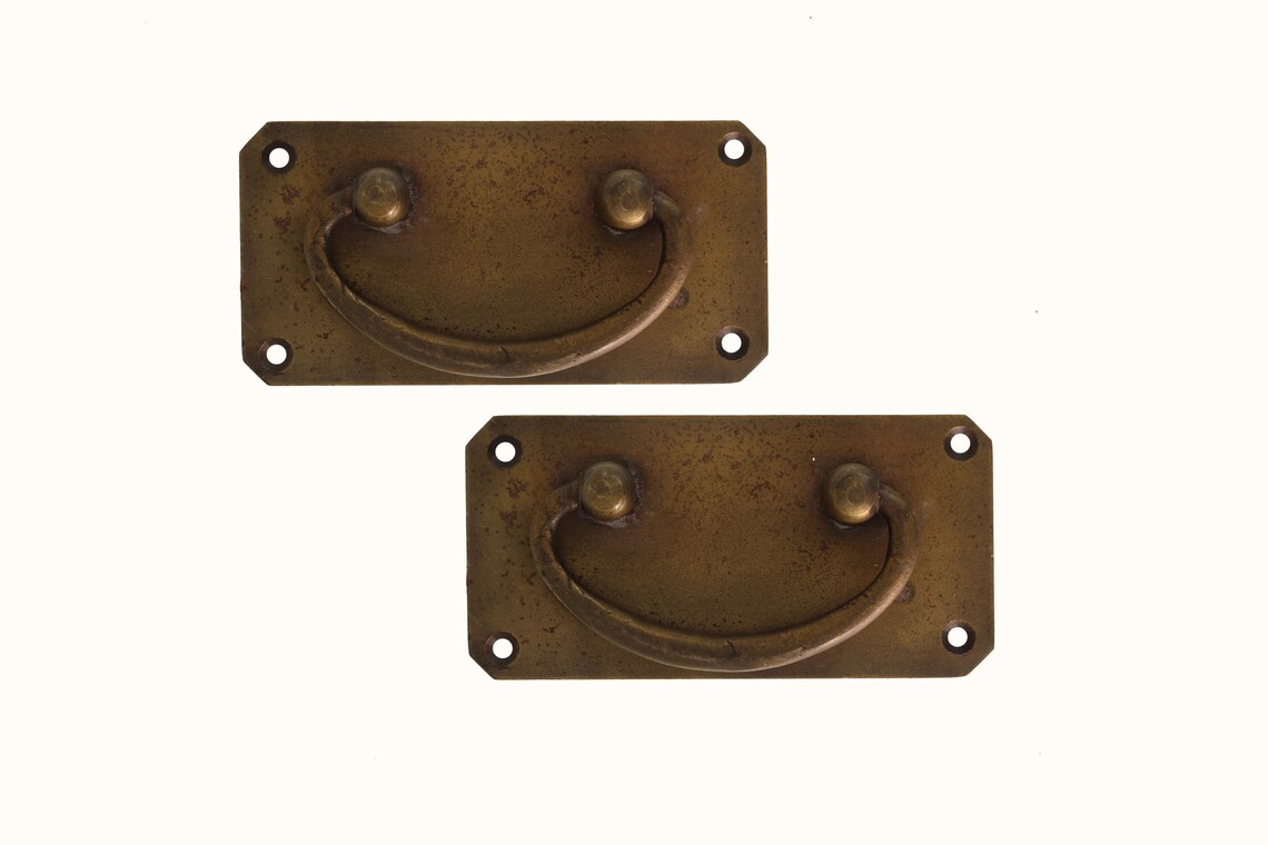 Large Rectangular Crescent Handle Handcrafted Solid Cast Brass Drawer ...