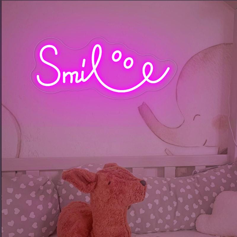Smile Letter Neon Sign, Smile Led Sign, Smile Light Gift, Kids Room ...