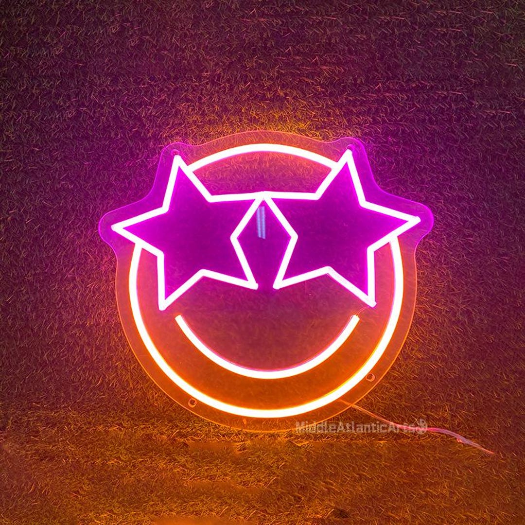 Star Smiley Face Neon Sign, Smiley Face LED Neon Light, Kids Room Sign ...