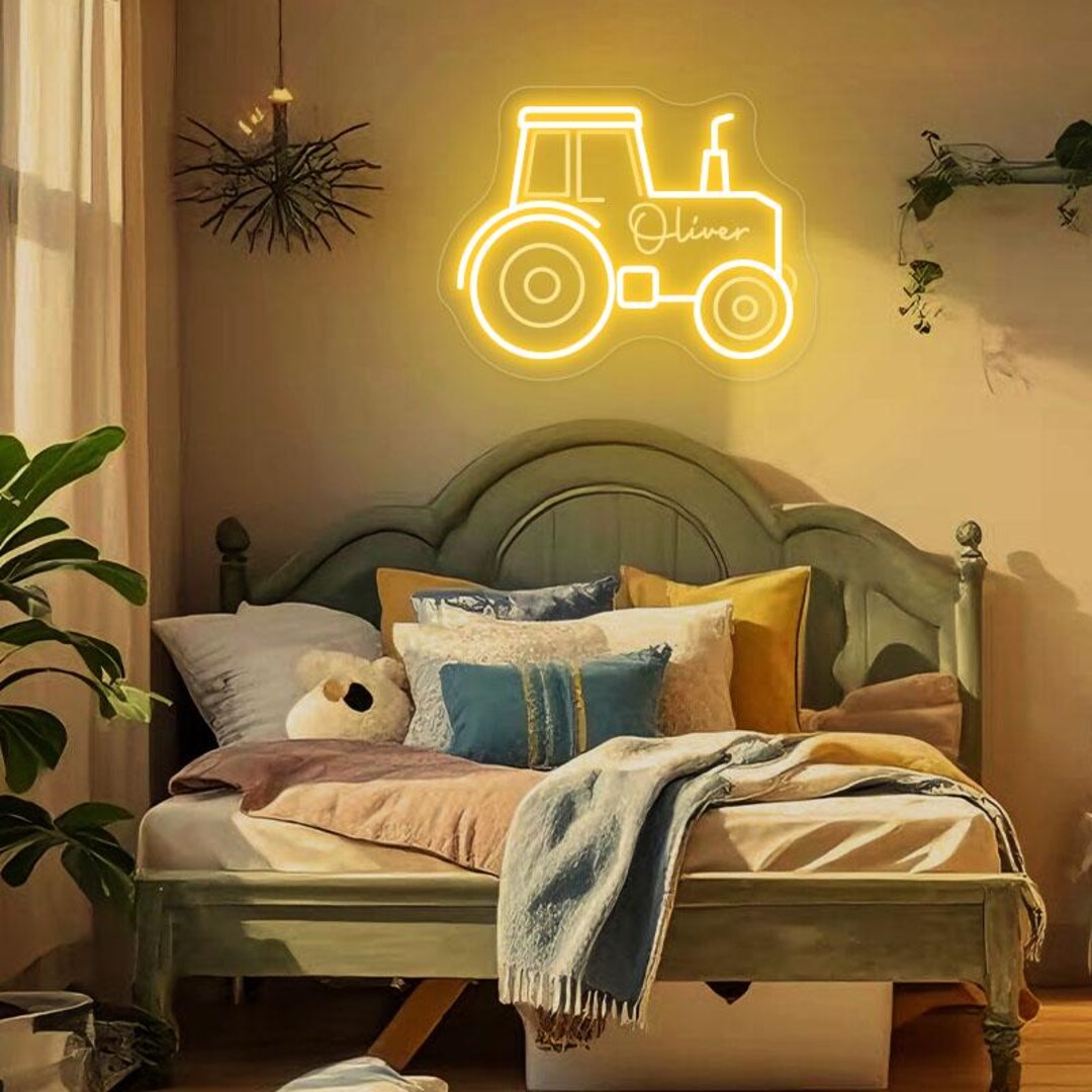 Custom Digger Name Sign – Boys Room Decor, Kids Construction Wall Light ...