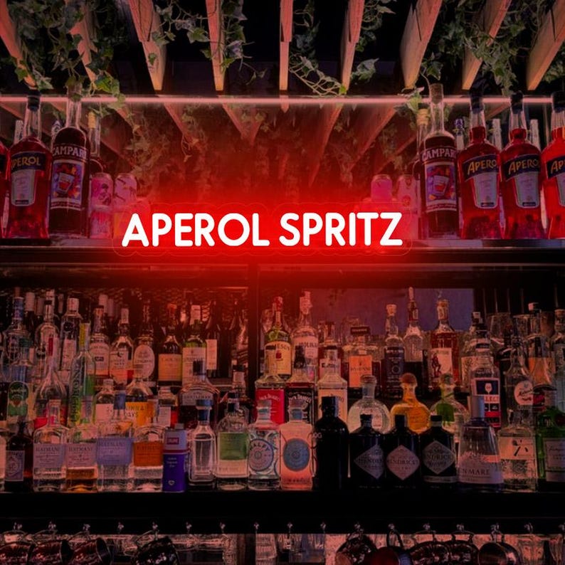Aperol Spritz Neon Sign, Aperol Spritz Themed Wall Art, Home Bar Neon ...