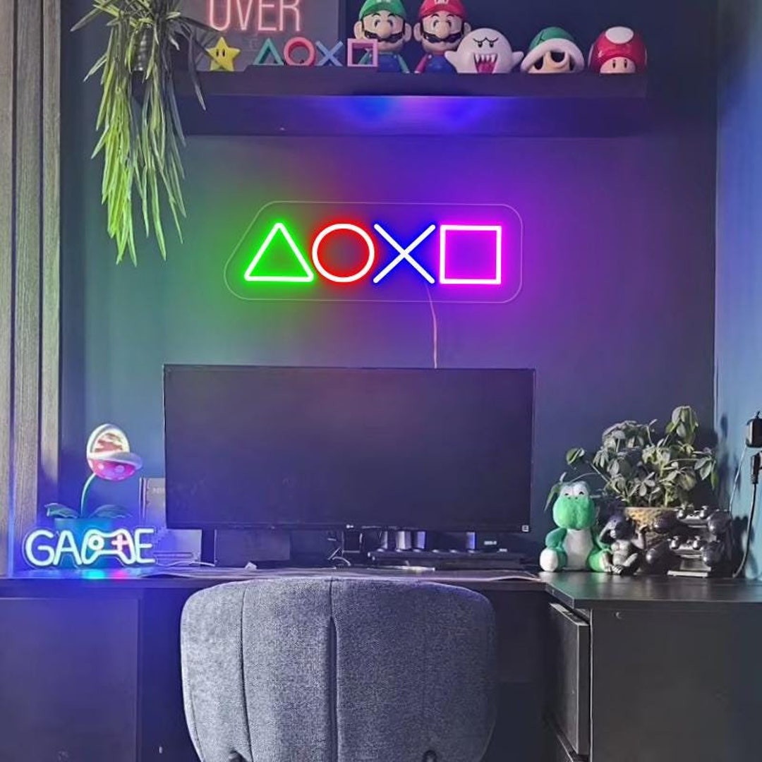 Playstation Neon Sign, Playstation Decor, Game Room Decoration ...