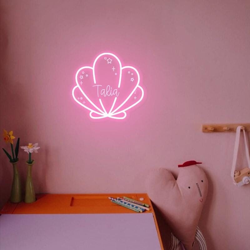Custom Name Shell Neon Sign, Shell Shape Neon Light, Personalized Shell ...