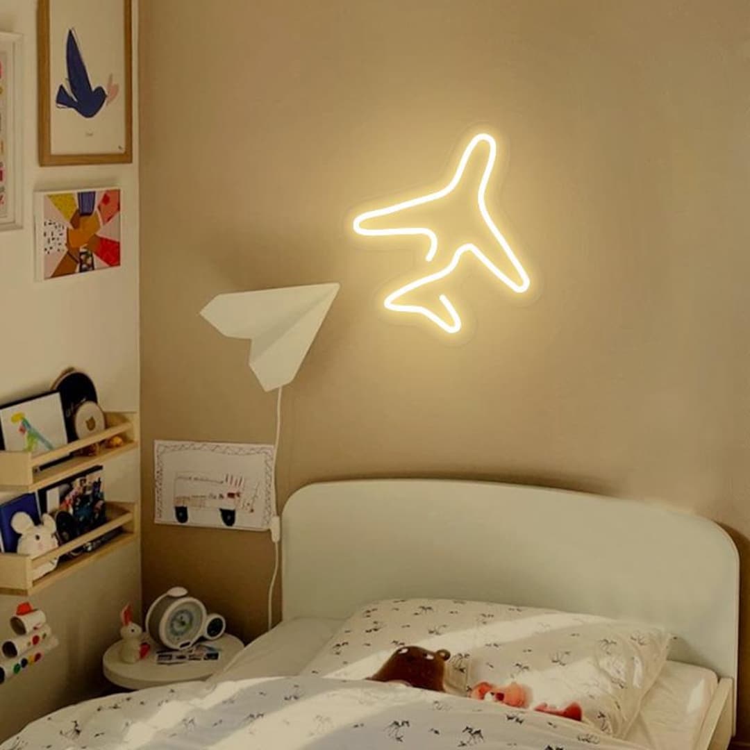 Airplane LED Light, Plane Neon Sign, Kids Room Neon, Nursery Nightlight ...