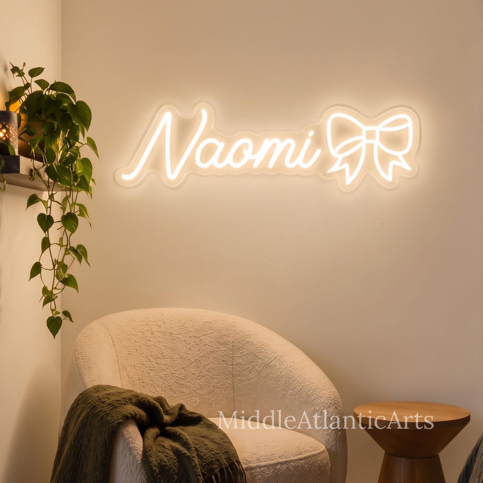 Custom Name Neon Sign With Bow, Personalized LED Name Light, Girls Room ...