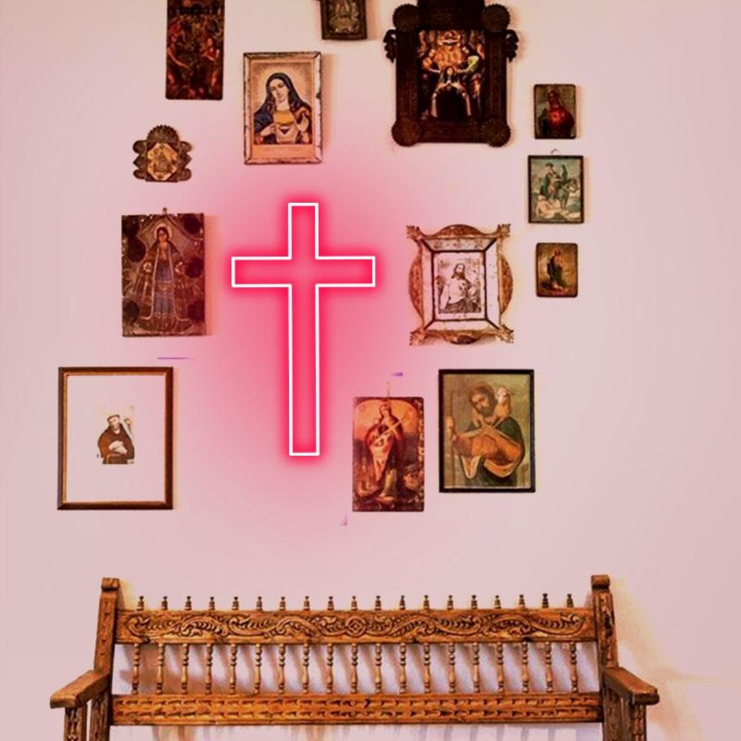 Christian Cross Decor Neon, Jesus Cross Neon, Living Room Faith Decor ...