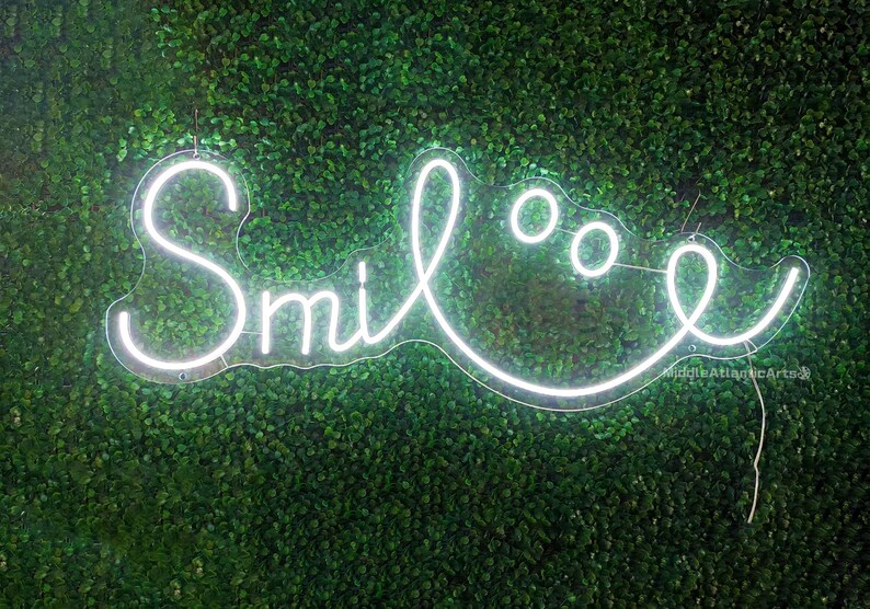 Smile Letter Neon Sign, Smile Led Sign, Smile Light Gift, Kids Room ...