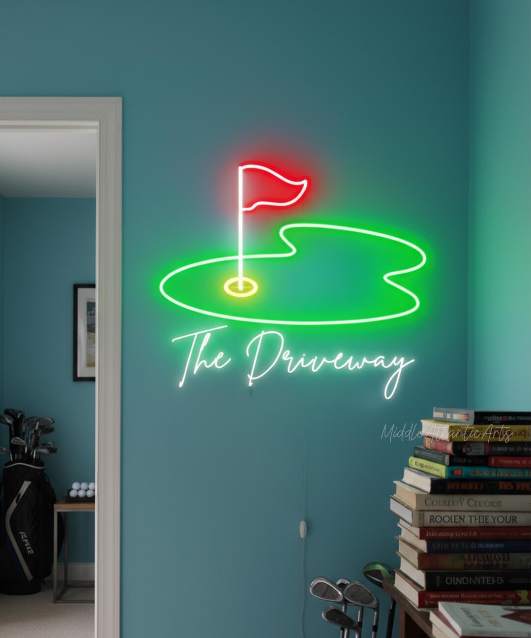 Custom Golf Course Name Neon Sign, Golf Club Wall Light, Man Cave Golf ...