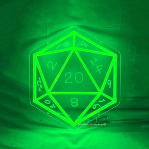 D20 Dice Neon Sign, DND Dice Light, Gaming Room Light, 3D Carving Dice ...