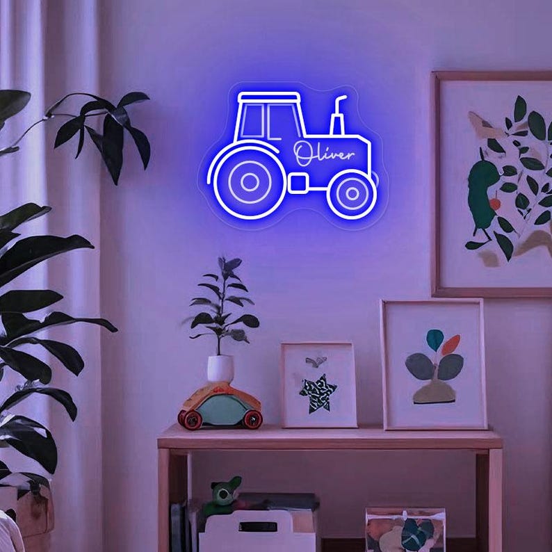 Custom Digger Name Sign – Boys Room Decor, Kids Construction Wall Light ...