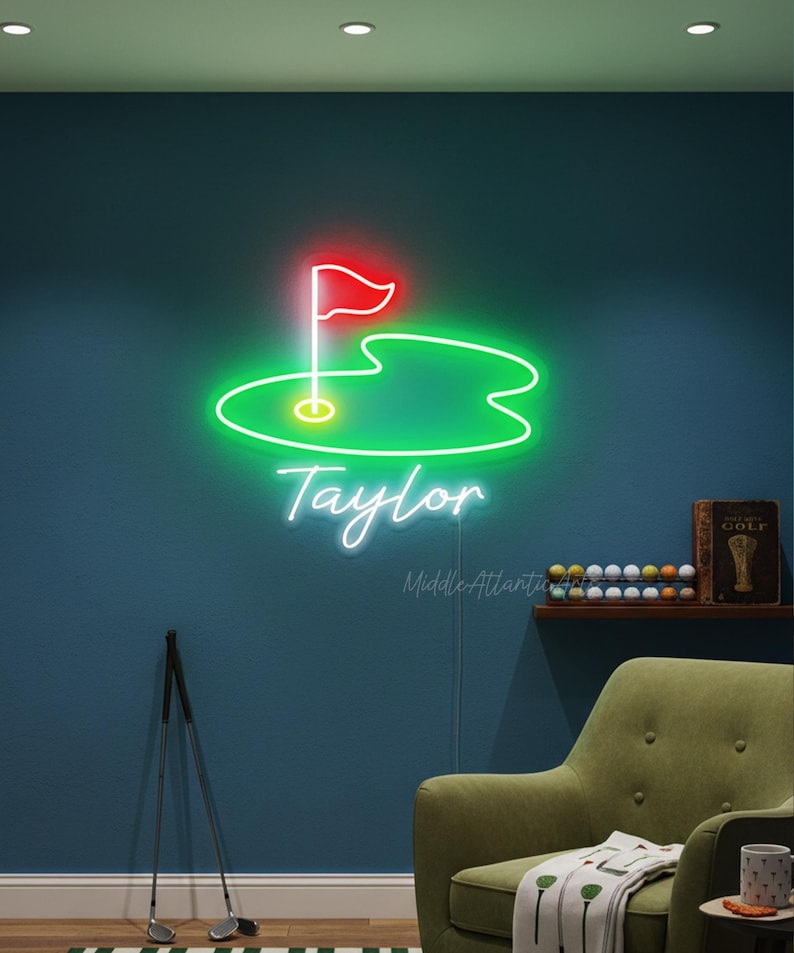 Custom Golf Course Name Neon Sign, Golf Club Wall Light, Man Cave Golf ...