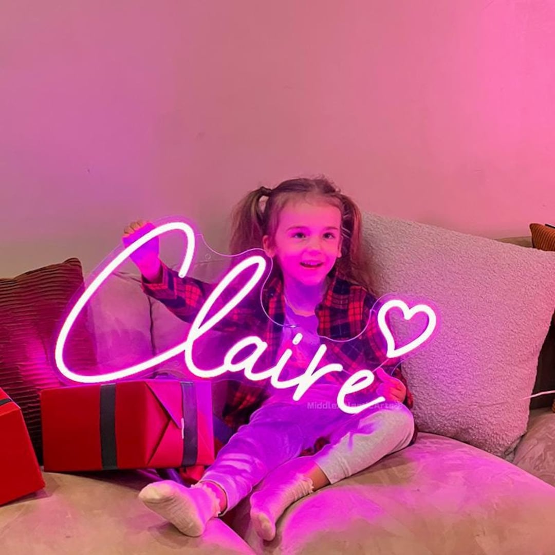 Custom LED Name Wall Light, Kids’ Bedroom Wall Decor, Nursery Name Sign ...