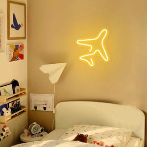 Airplane LED Light, Plane Neon Sign, Kids Room Neon, Nursery Nightlight ...