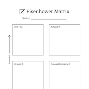 Eisenhower Matrix Weekly Worksheet - Etsy