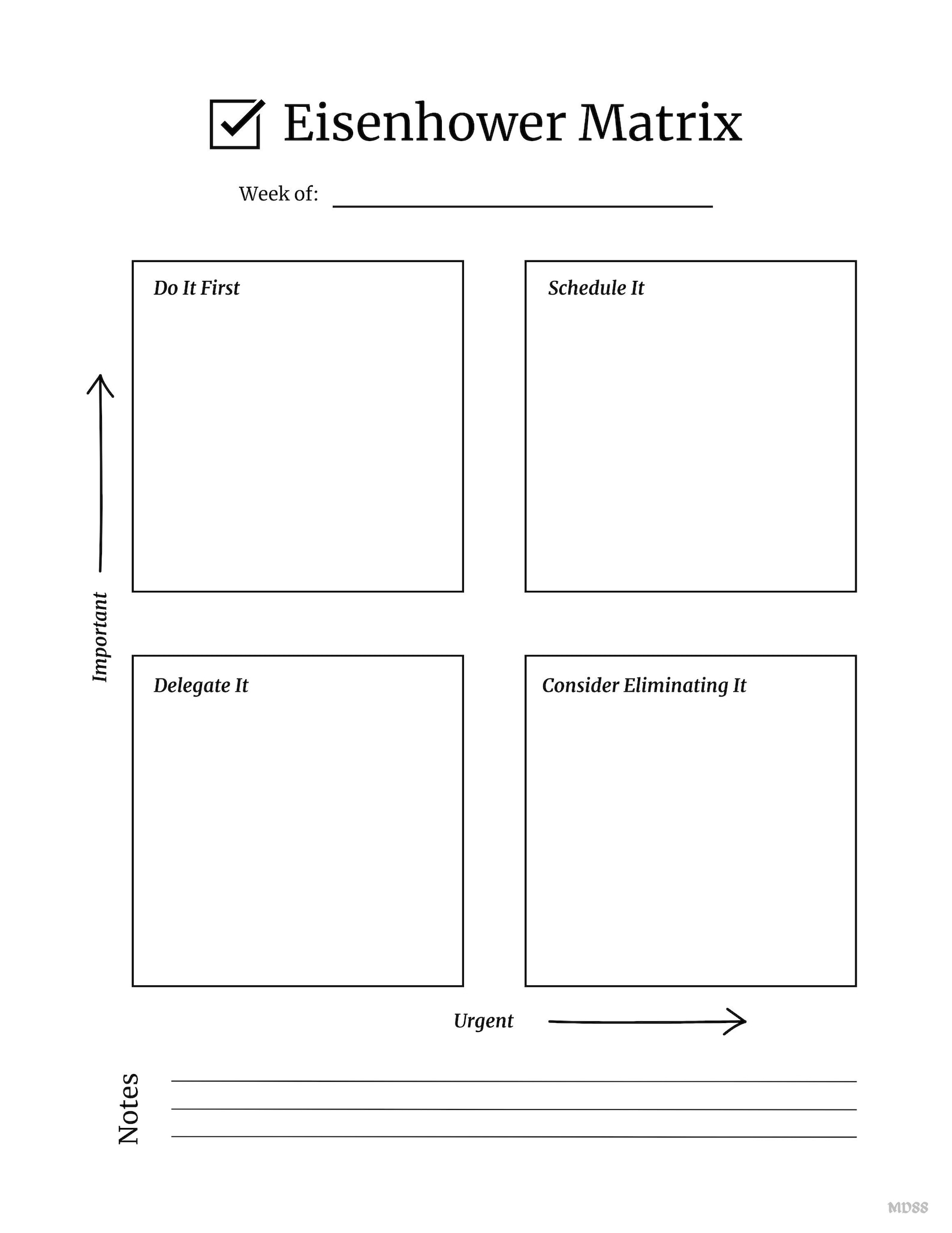 Eisenhower Matrix Weekly Worksheet - Etsy