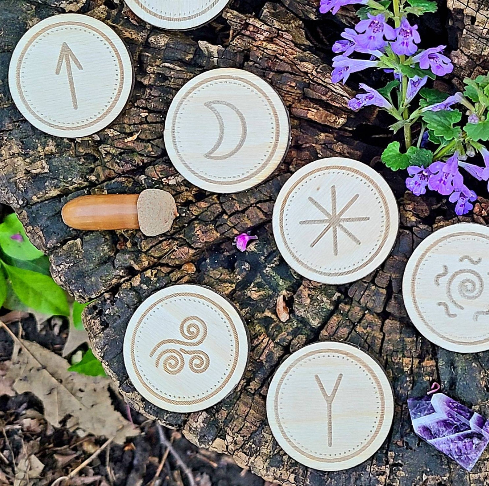 13 Witches Runes W/ Guide Laser Engraved Wooden Witch's - Etsy