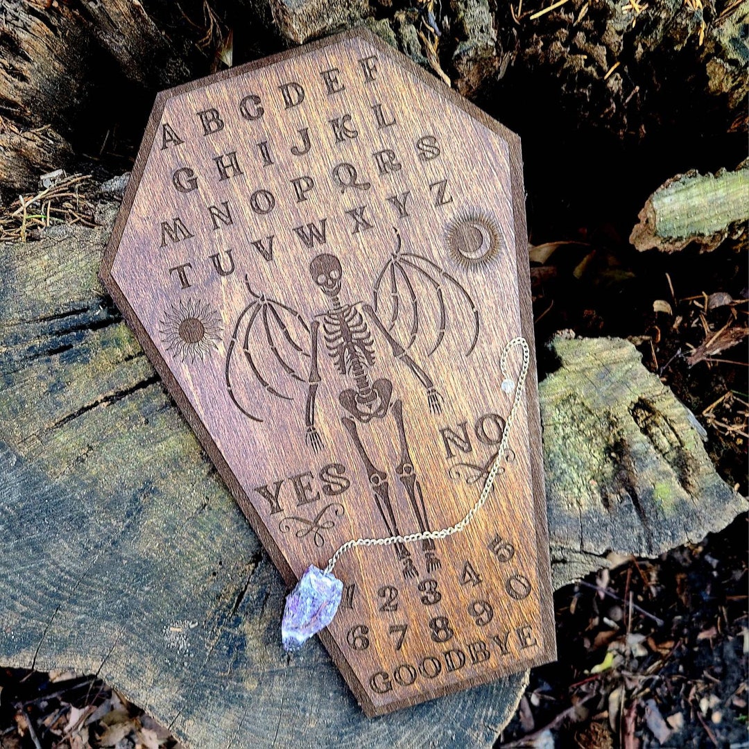 11" Skeleton Coffin Pendulum Board, Gothic Divination Board, Spirit ...